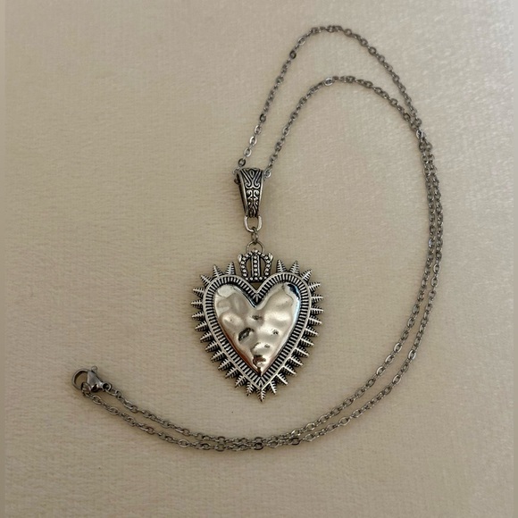 Handmade | Jewelry | Sacred Heart Necklace Silver Heart Silver Necklace ...
